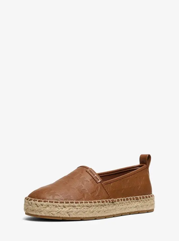Michael Kors Elias Logo Embossed Leather Espadrille