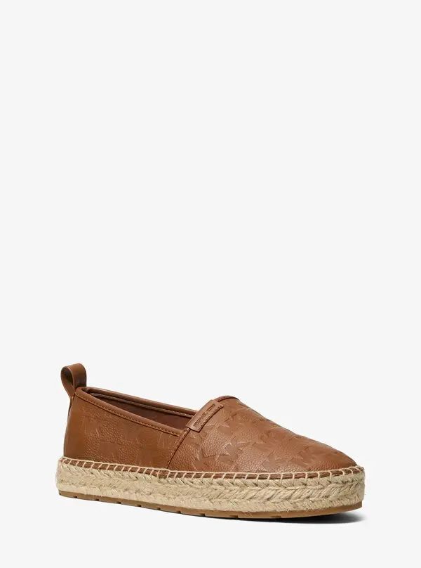 Michael Kors Elias Logo Embossed Leather Espadrille