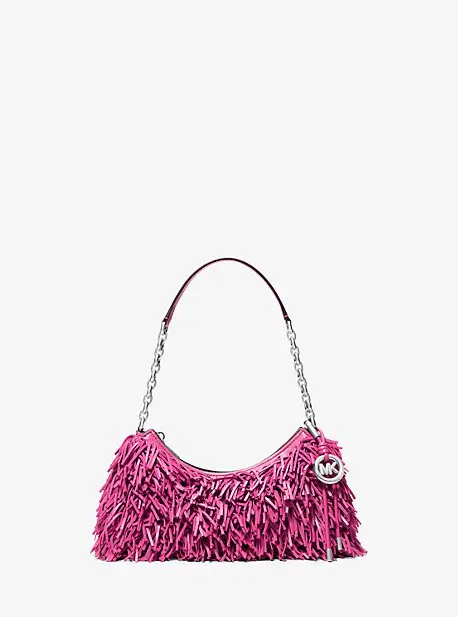 Michael Kors Nolita Medium Fringed Leather Pochette - Pink