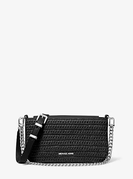 Michael Kors Bryant Small Crocheted Convertible Pochette - Black