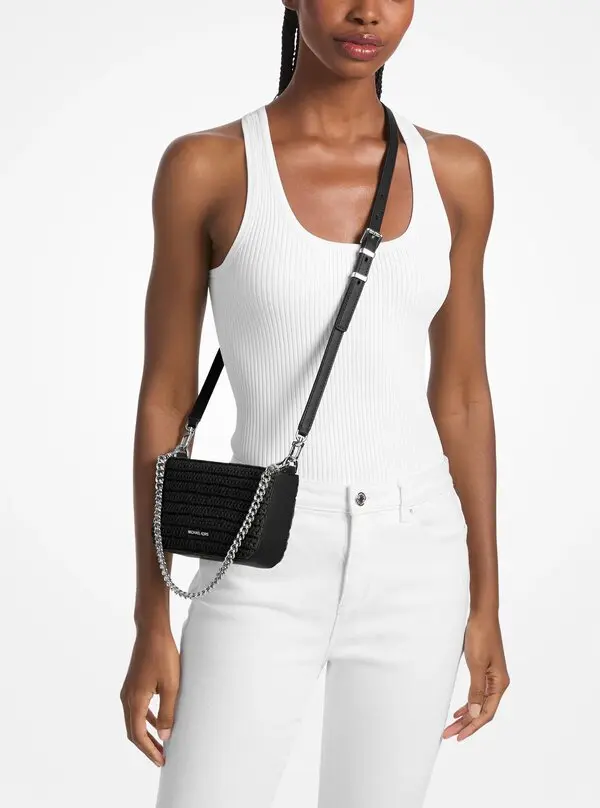 Michael Kors Bryant Small Crocheted Convertible Crossbody Pochette