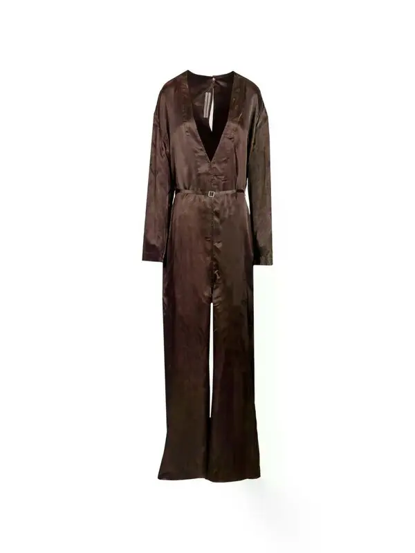 Rick Owens Long-sleeved V-neck Jumpsuit