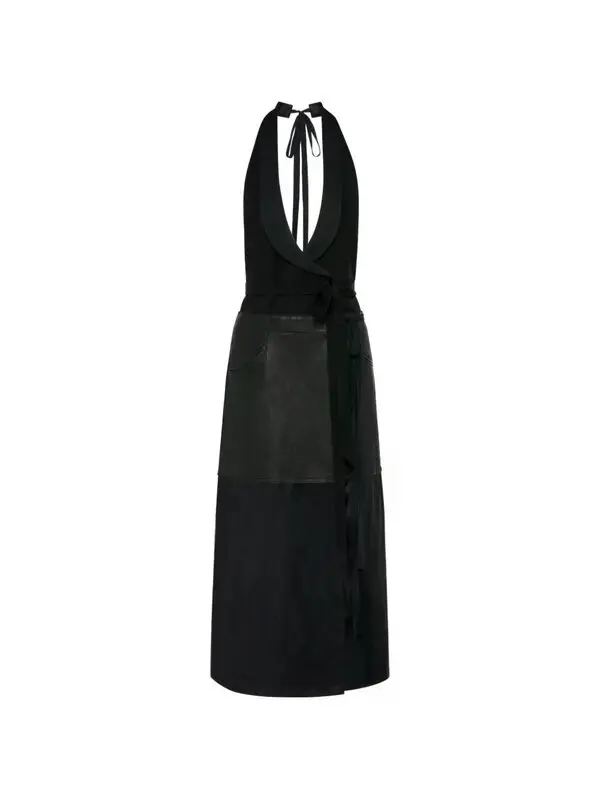 MAISON MARGIELA Halterneck Patchwork Wool Midi Dress - Black