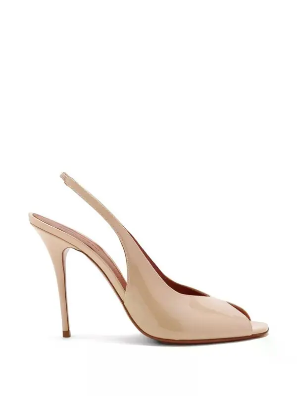Amina Muaddi 105mm Kristina Heeled Mules - Neutrals