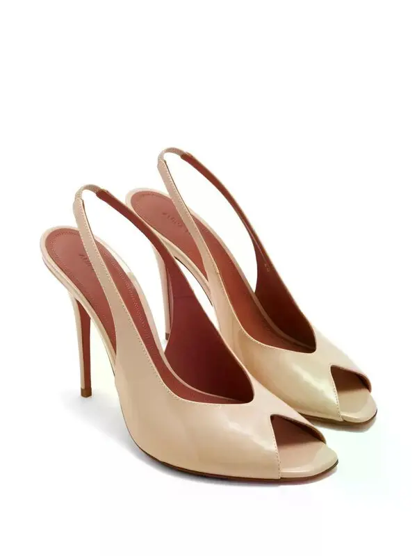 Amina Muaddi 105mm Kristina Heeled Mules - Neutrals