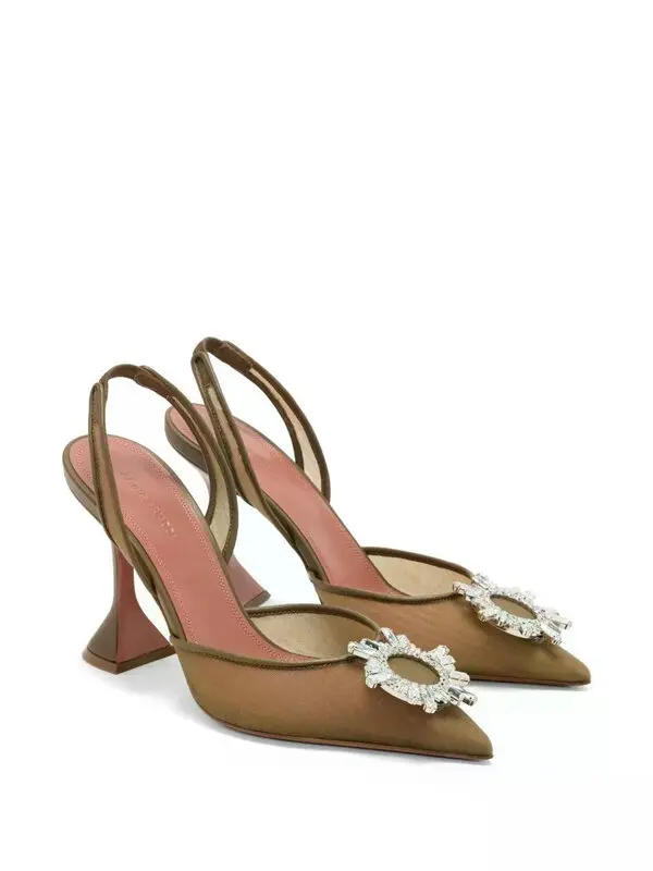 Amina Muaddi 70mm Begum Hells - Green