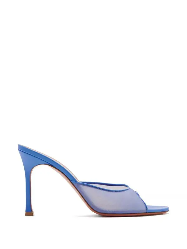Amina Muaddi 95mm Alexa Heeled Mules - White