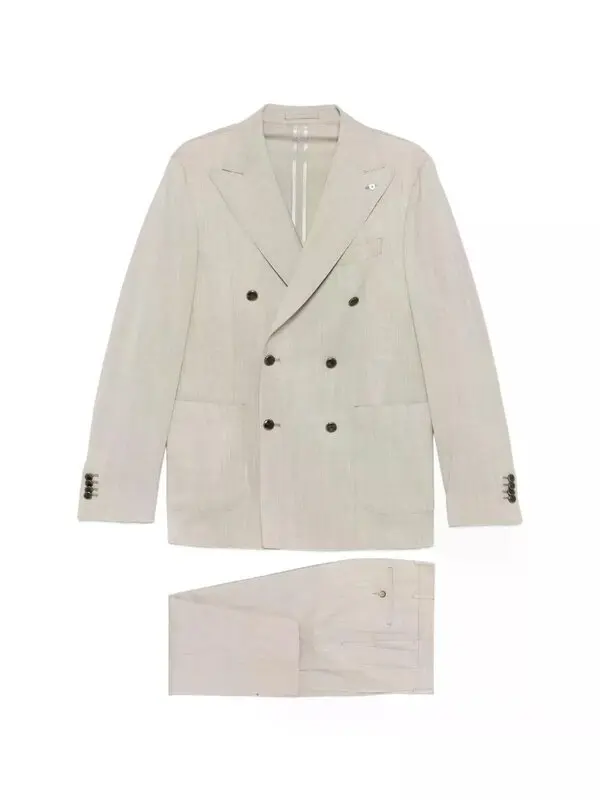 LUIGI BIANCHI MANTOVA Double-breasted Suit - Neutrals