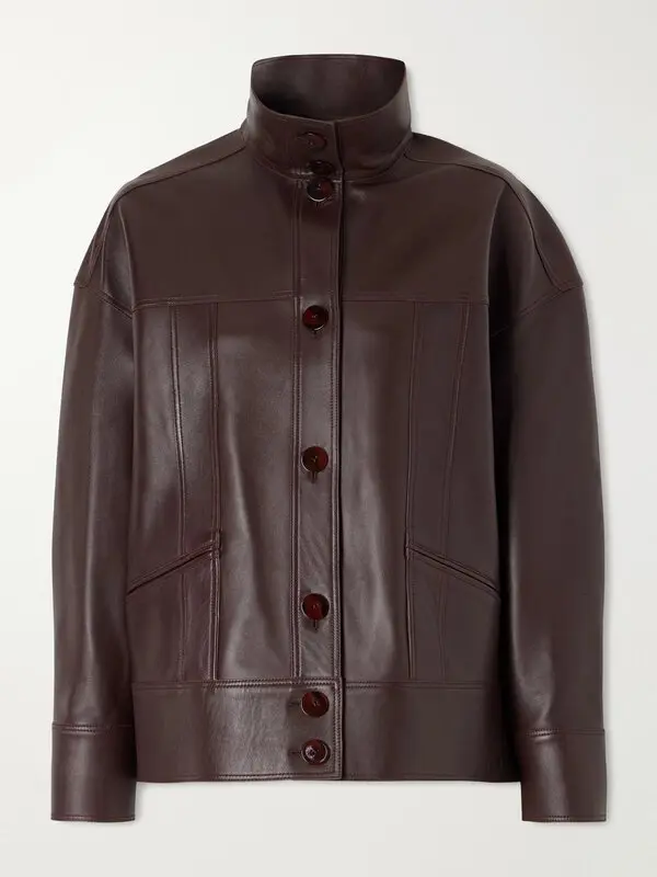 Galvan Paneled Leather Jacket - Brown