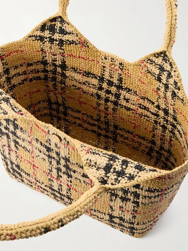 Burberry Margate Checked Raffia Tote - Neutrals