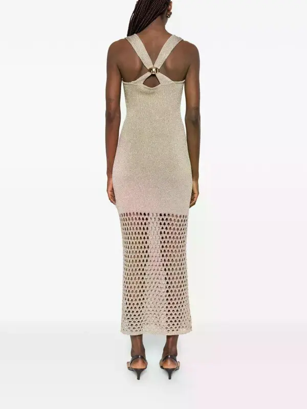 SIMONA CORSELLINI Metallic Open-knit Dress