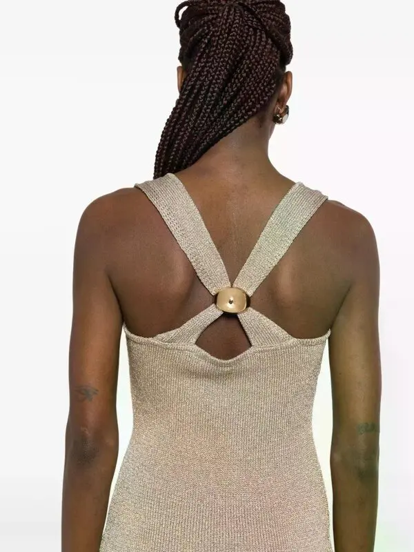 SIMONA CORSELLINI Metallic Open-knit Dress