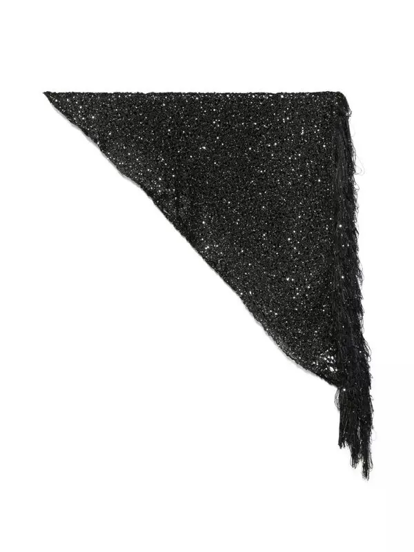 SIMONA CORSELLINI Embellished Fringed Scarf - Black