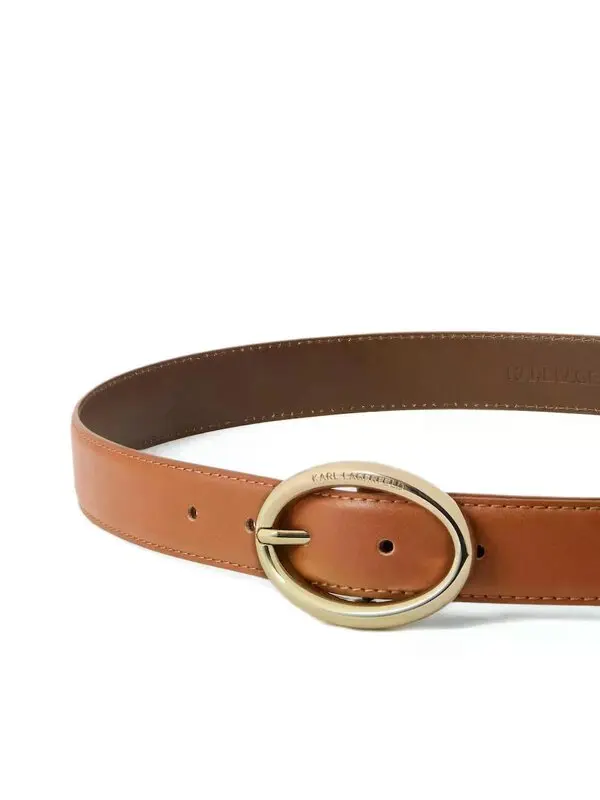 Karl Lagerfeld Leather Buckle Belt - Neutrals