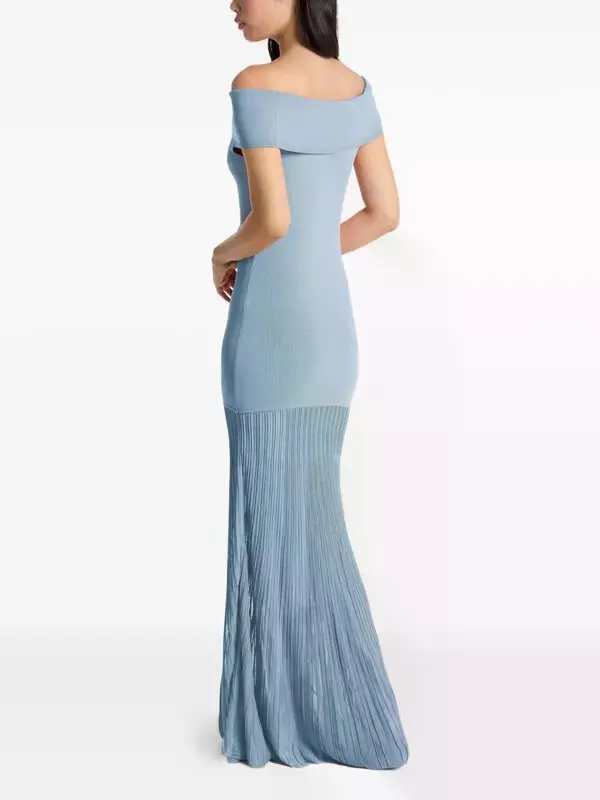 Michael Kors Fold Over Pleated Maxi Dress - Blue