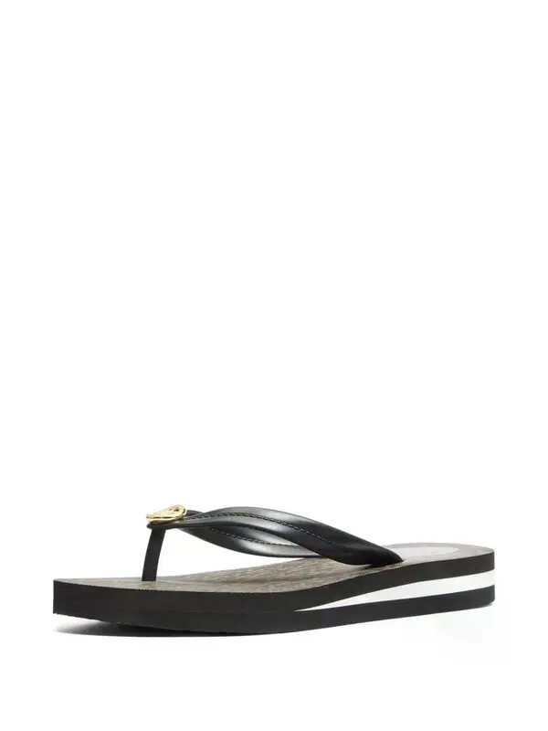 Michael Kors Posie Logo Medallion Flip Flops - Brown
