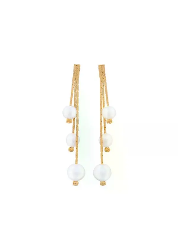 SUSAN CAPLAN 1980s Faux Pearl-embellished Drop Earrings - Gold
