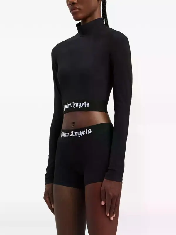 Palm Angels Logo Waistband Mockneck Top
