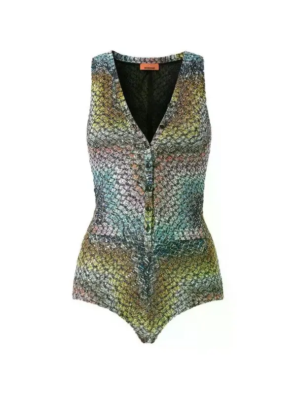 Missoni V-neck One-piece Swimsuit - Blue