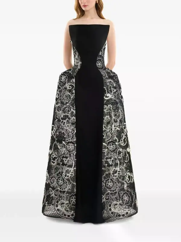 GEMY MAALOUF Strapless Embroidered Maxi Dress