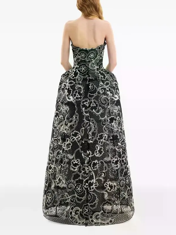 GEMY MAALOUF Strapless Embroidered Maxi Dress