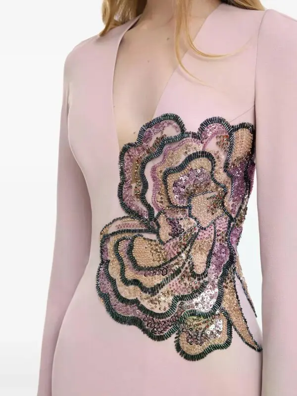 GEMY MAALOUF Beaded V-neck Maxi Dress