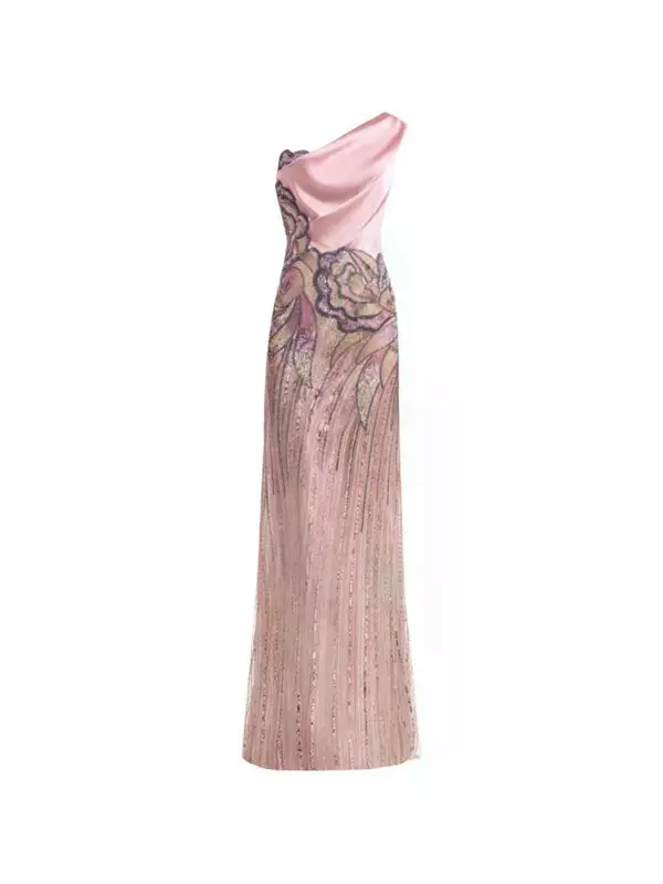GEMY MAALOUF One-shoulder Embellished Maxi Dress - Pink