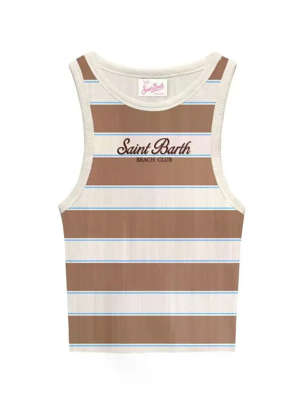 MC2 SAINT BARTH Striped Text Vest - Brown
