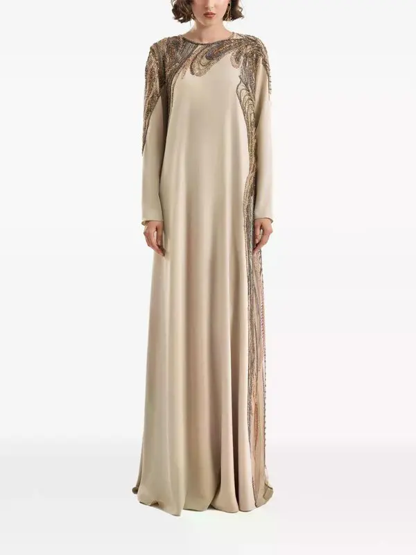 GEMY MAALOUF Asymmetrical Beading Maxi Dress