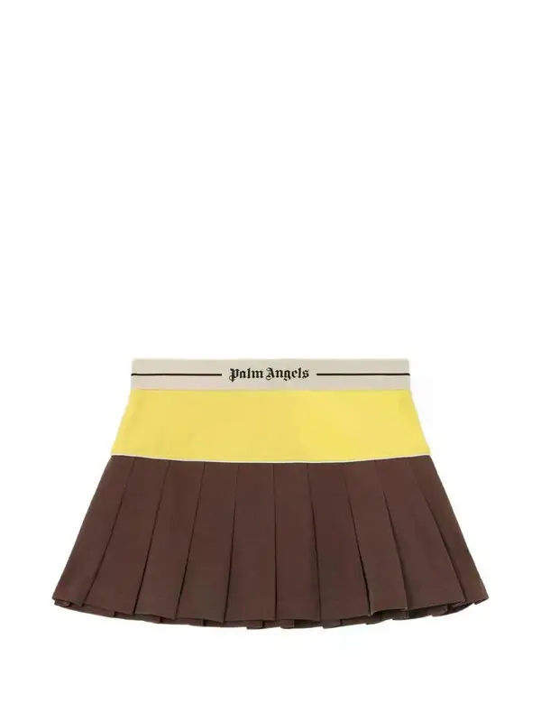 Palm Angels Logo Pleated Mini Skirt - Brown