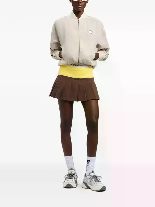 Palm Angels Logo Pleated Mini Skirt - Brown