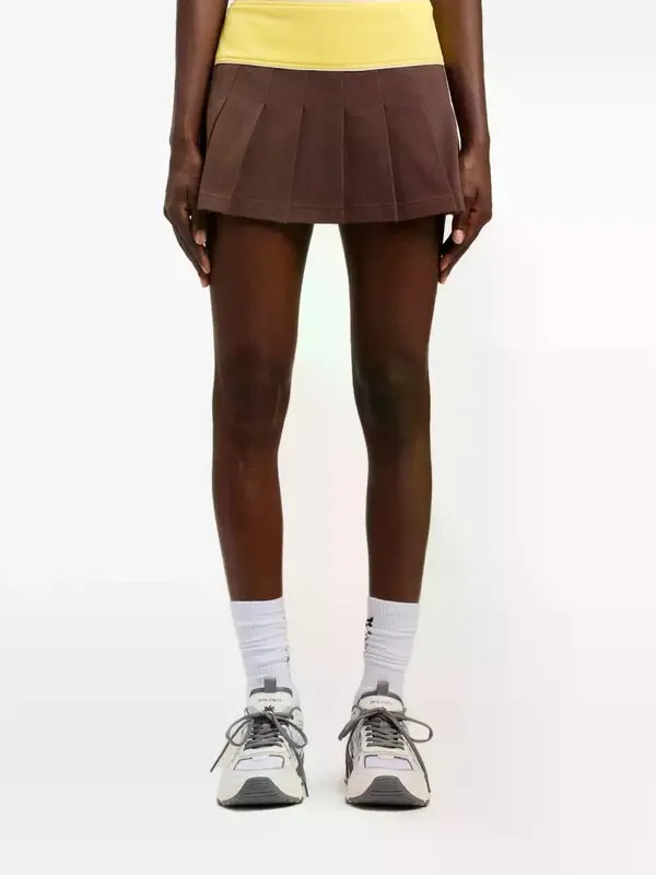 Palm Angels Logo Pleated Mini Skirt - Brown