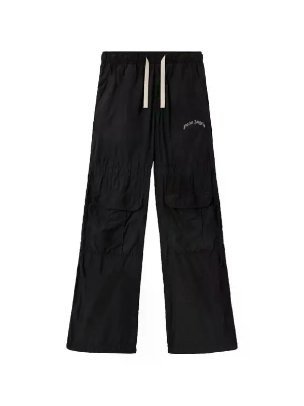 Palm Angels Logo Drawstring Cargo Trousers - Black