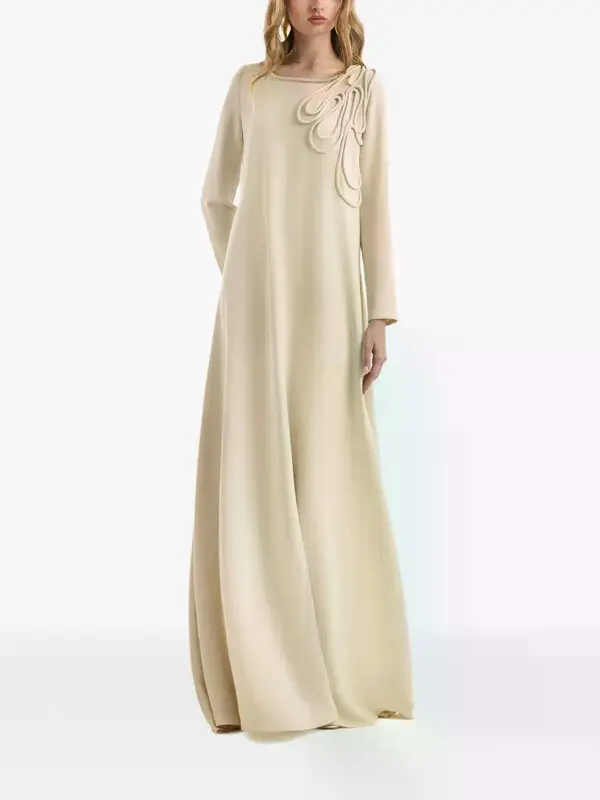 GEMY MAALOUF Long-sleeve A-line Maxi Dress - Neutrals