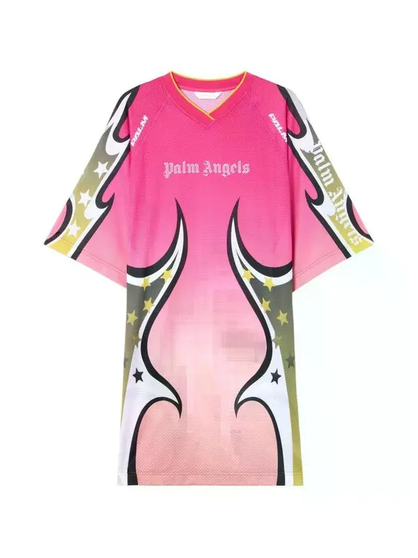 Palm Angels Racing Graphic T-shirt Mini Dress - Pink