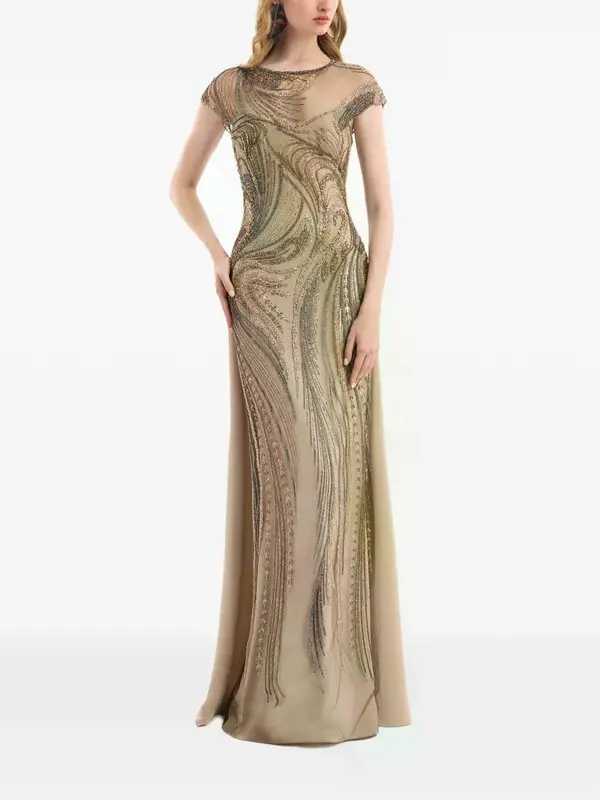 GEMY MAALOUF Beaded Embroidered Maxi Dress