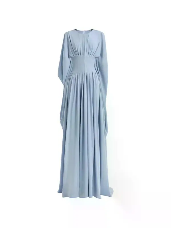 GEMY MAALOUF Flowy High-neck Maxi Dress - Blue
