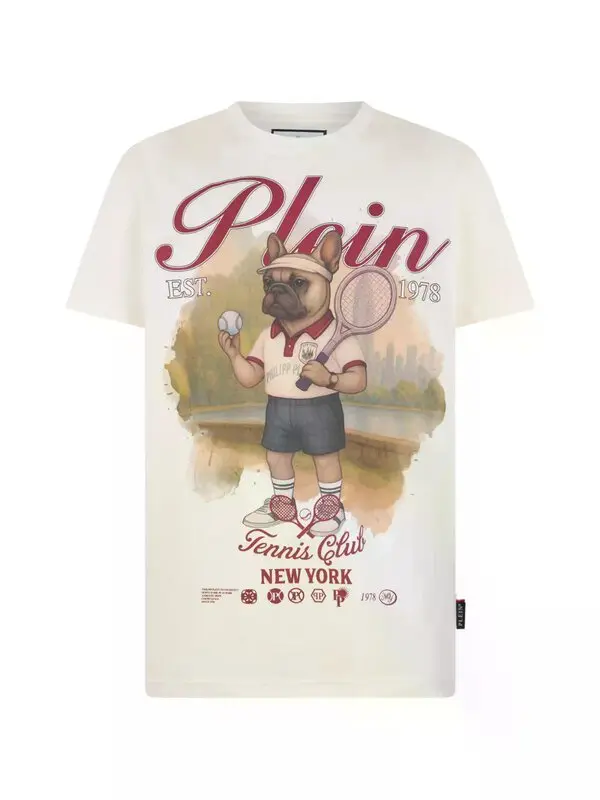 Philipp Plein Round Neck T-shirt New York Tennis - White