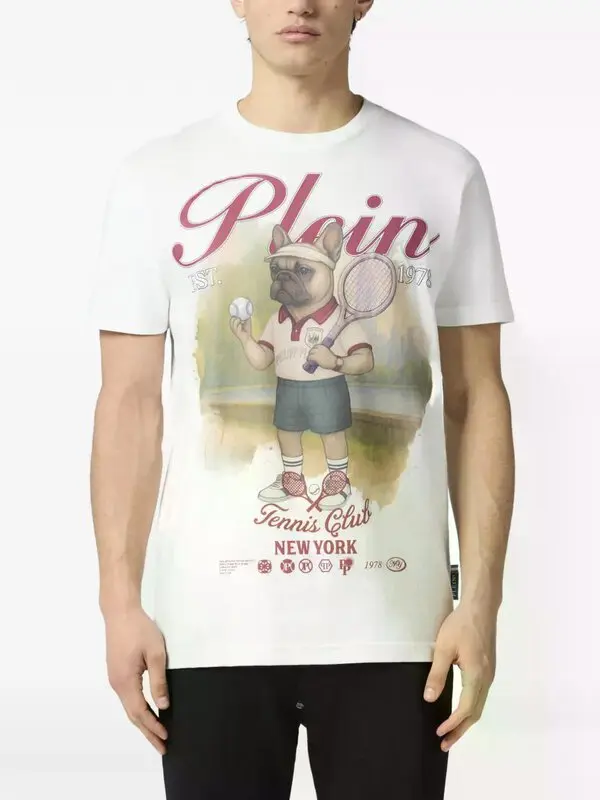 Philipp Plein Round Neck T-shirt New York Tennis - White