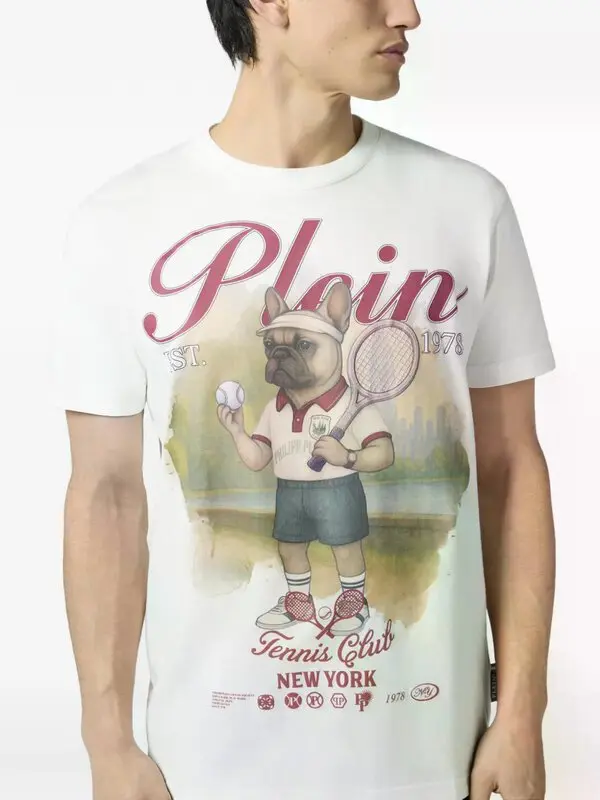 Philipp Plein Round Neck T-shirt New York Tennis - White