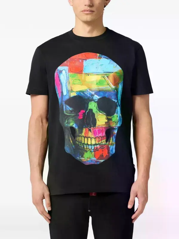 Philipp Plein Round Neck T-shirtvpainted Skull