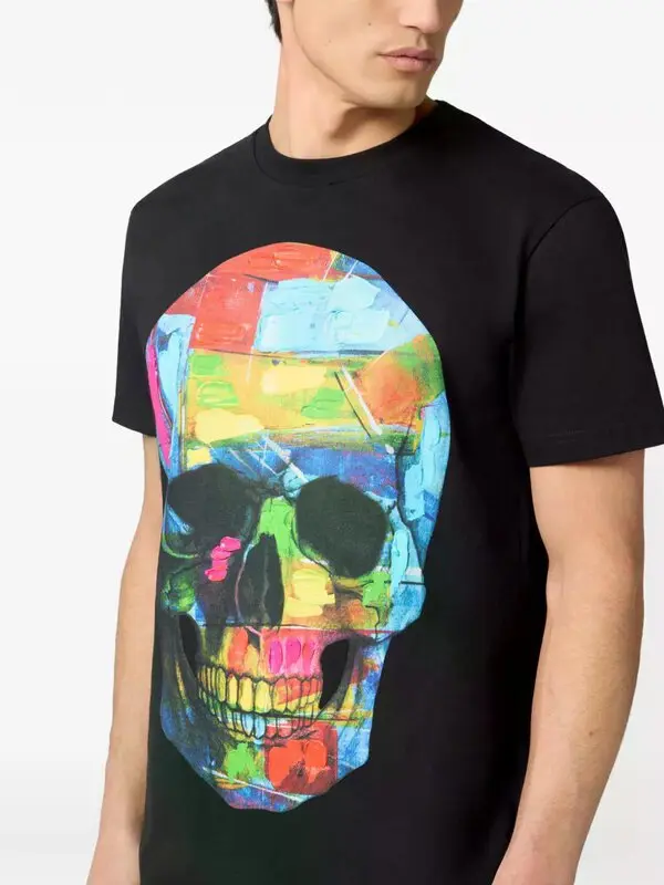 Philipp Plein Round Neck T-shirtvpainted Skull