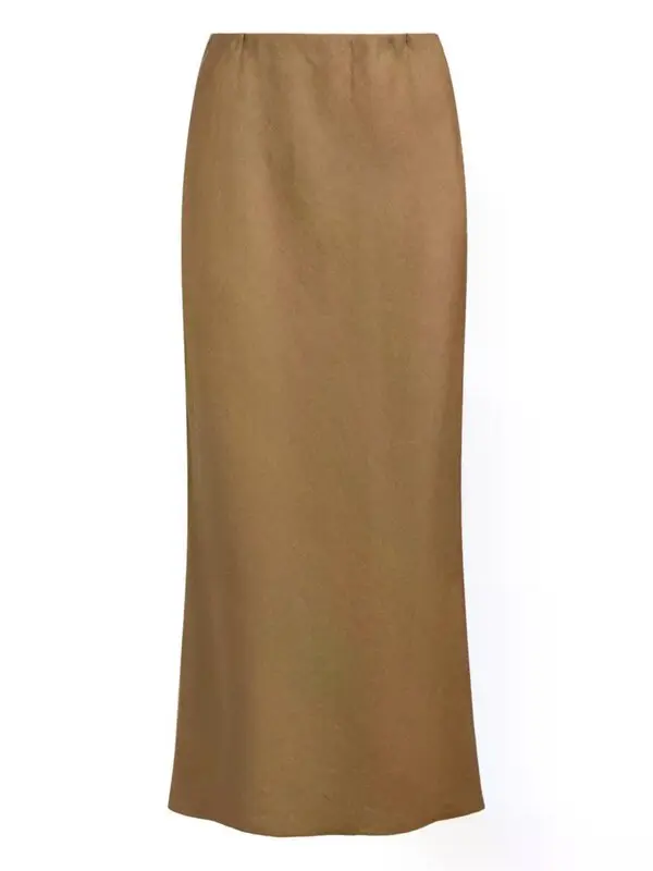 12 STOREEZ Linen Maxi Skirt - Brown