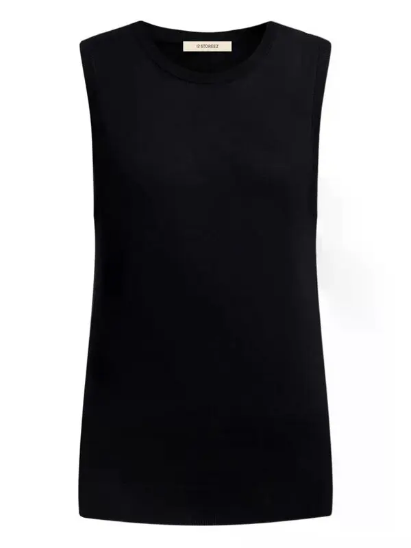 12 STOREEZ Sleeveless Round-neck Top - Black