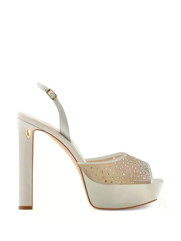 Jennifer Chamandi Antonio Crystal-embellished Platform Sandals - Neutrals