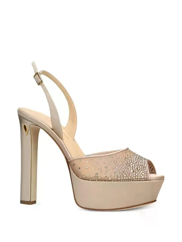 Jennifer Chamandi Antonio Crystal-embellished Platform Sandals - Neutrals