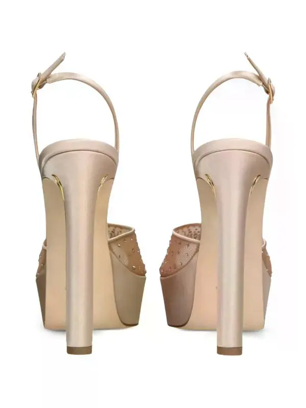 Jennifer Chamandi Antonio Crystal-embellished Platform Sandals - Neutrals