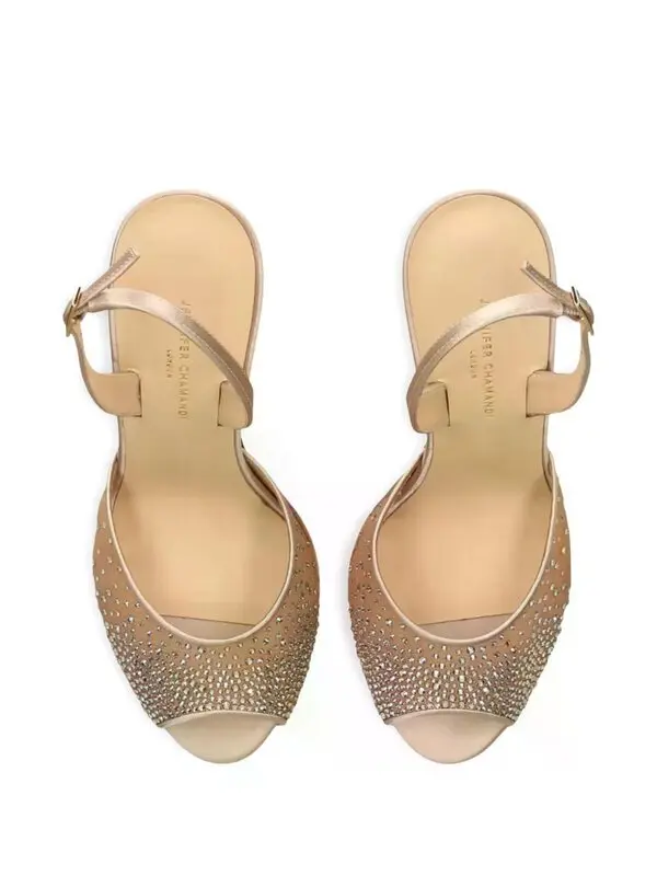 Jennifer Chamandi Antonio Crystal-embellished Platform Sandals - Neutrals