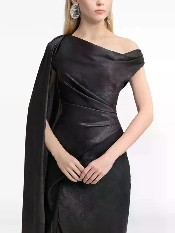 GEMY MAALOUF Asymmetrical-sleeve Draped Maxi Dress