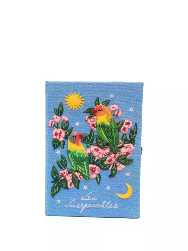 OLYMPIA LE-TAN Les Inséparables Parables Embroidered Clutch - Blue